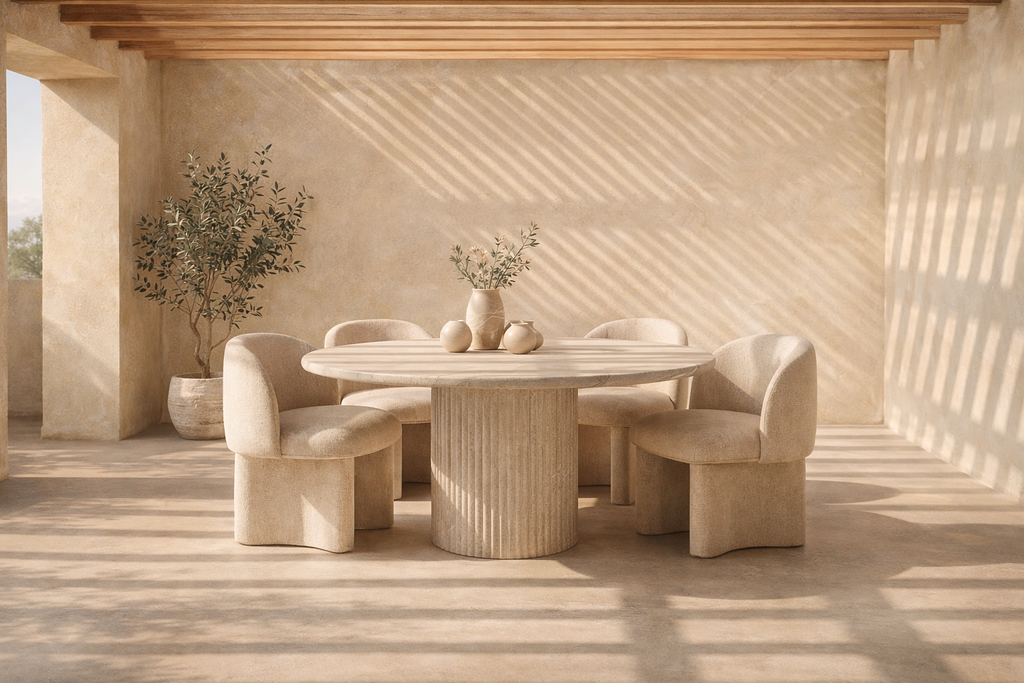 Alama Dune Concrete Dining Table – Sculptural Round Design | KULALA Living
